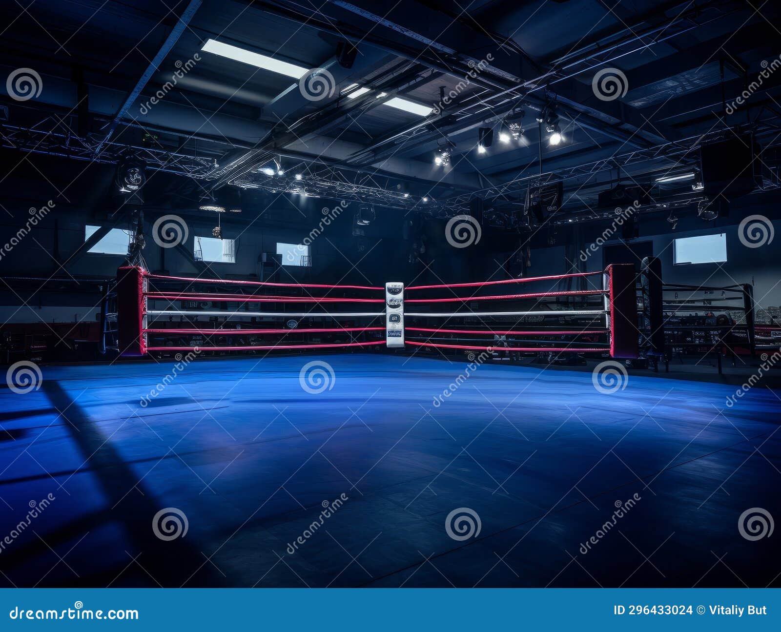 Epic Empty Boxing Ring in the Spotlight on the Fight Night AI Stock ...