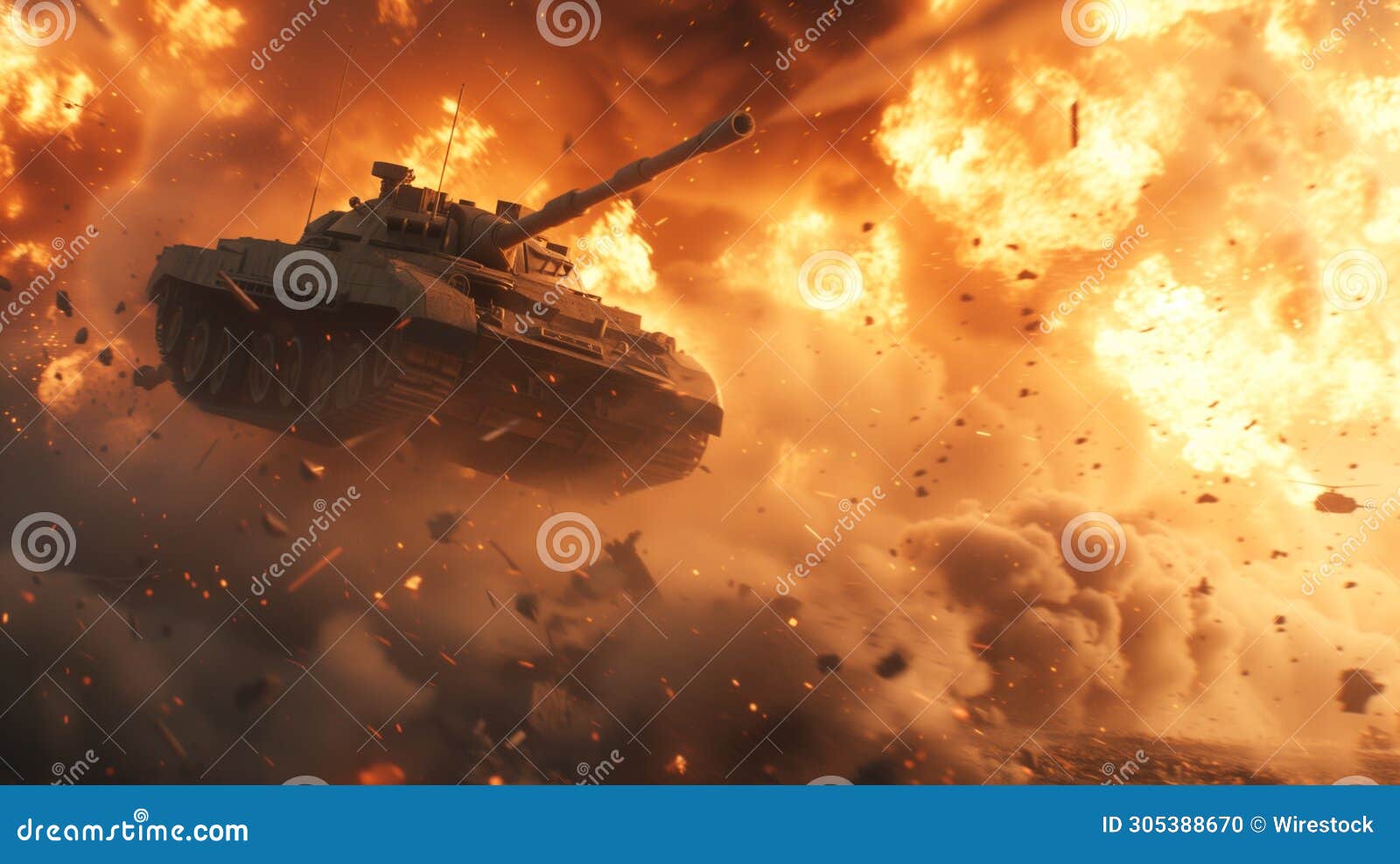 Epic Flying Military Tank in Action, AI-generated. Stock Illustration ...