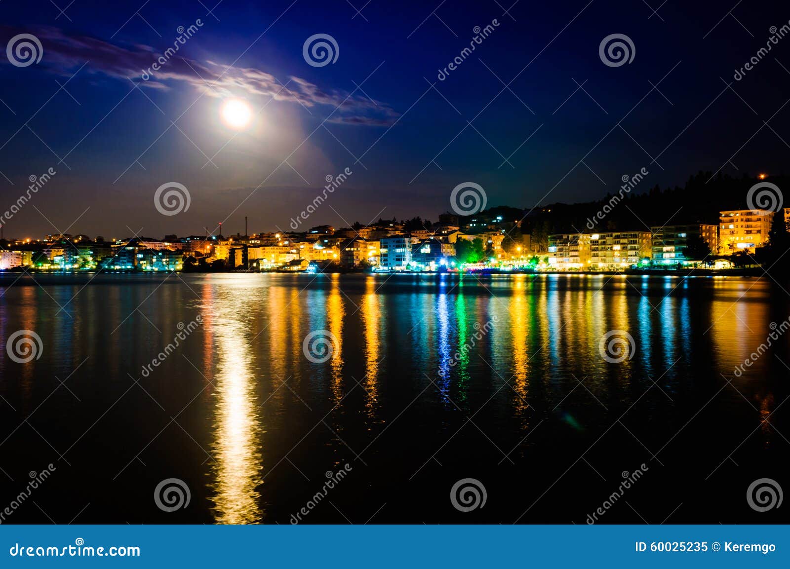 Epic Full Moon Night Scenery Stock Image - Image of light, colorful ...