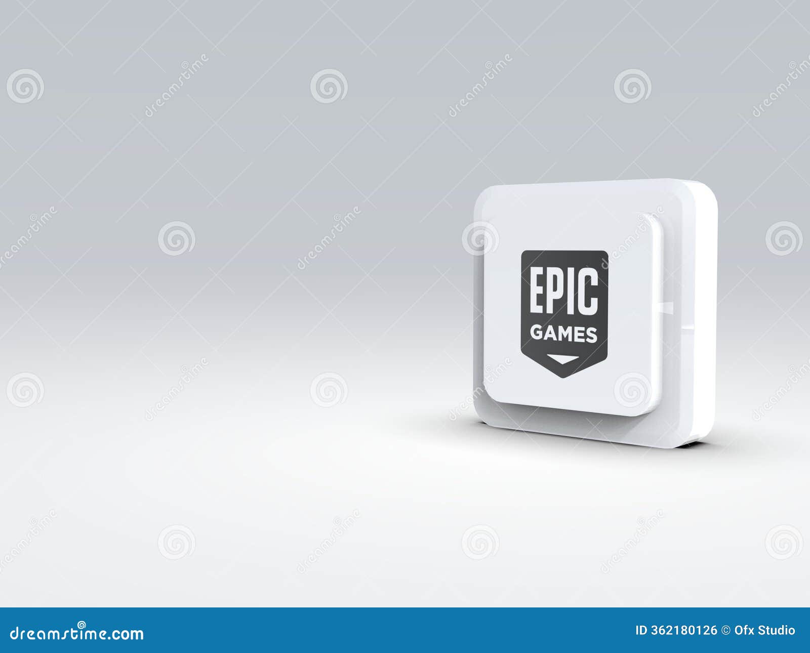 Epic Games App 3d Render, White Background Isolated Button Side View ...
