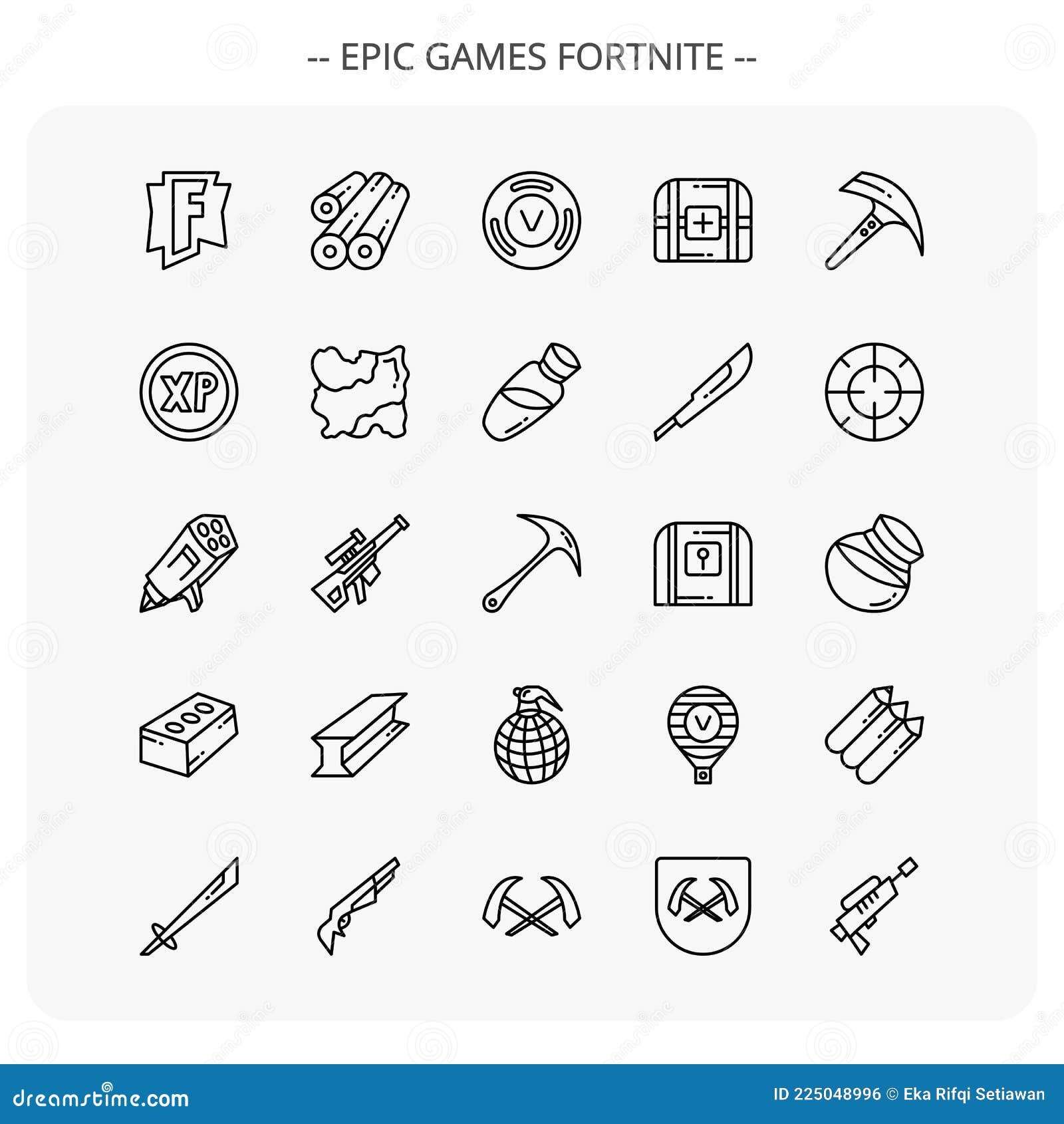 Epic Games Fortnite Icon Set Outline Style Stock Vector - Illustration ... Epic Games Fortnite Icon Set Outline Style Stock Vector - Illustration ...