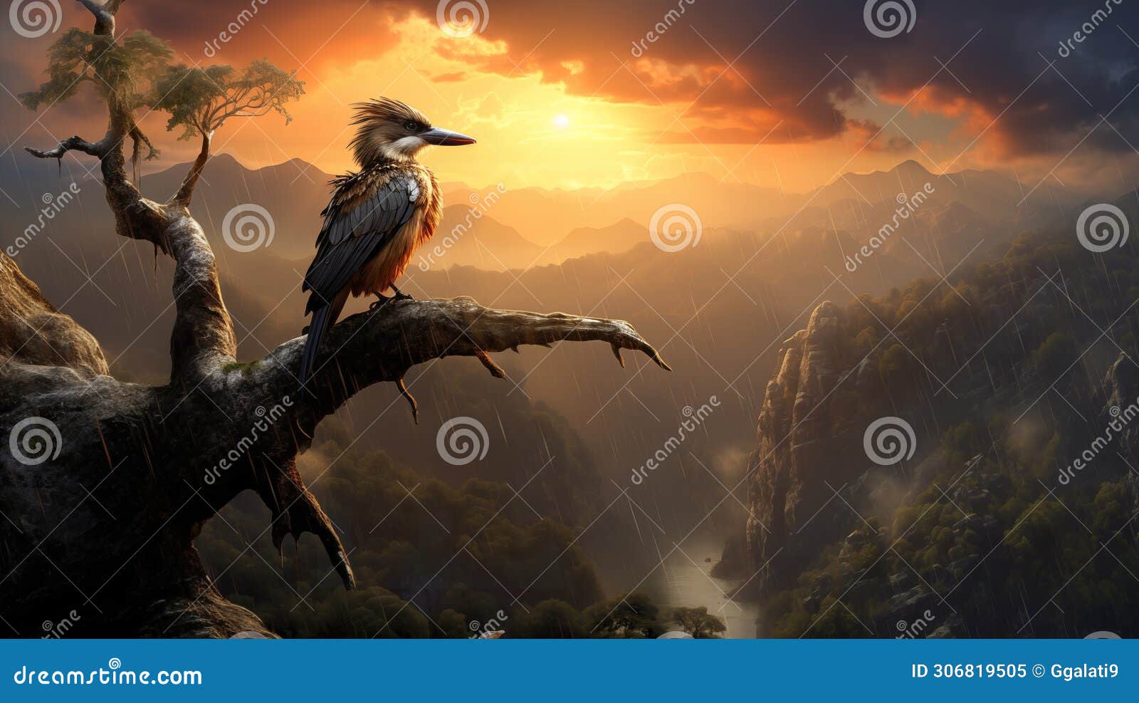 Epic Inspired Medieval Kingfisher Sitting on a Tree and Enjoying the ...