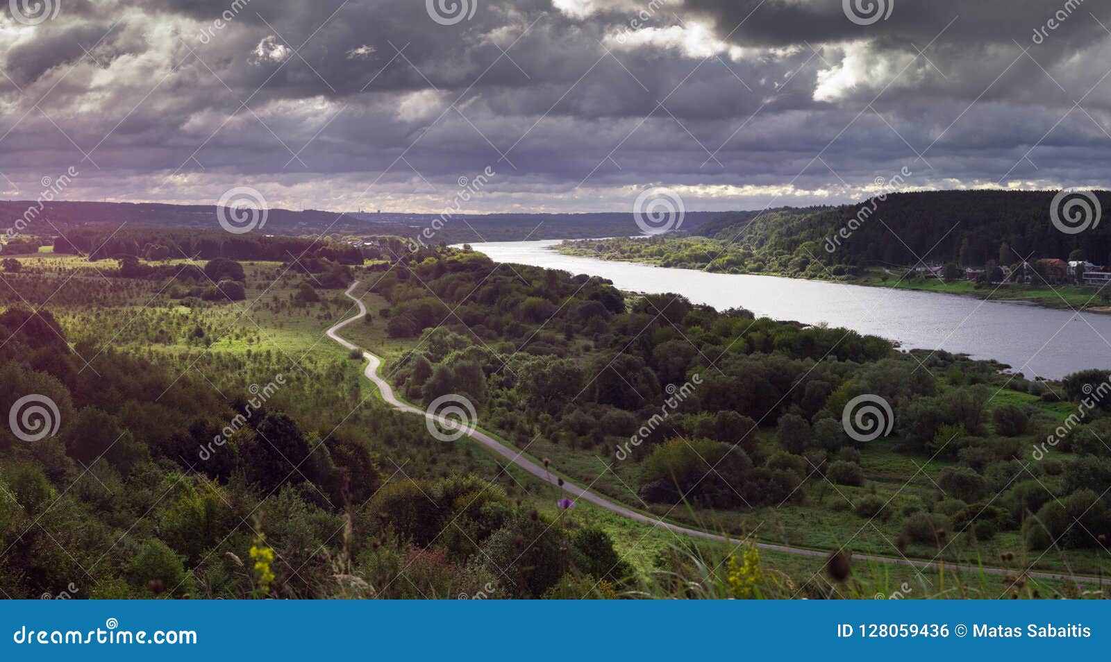 Epic Panoramic View from Up Hill Stock Photo - Image of countryside ...