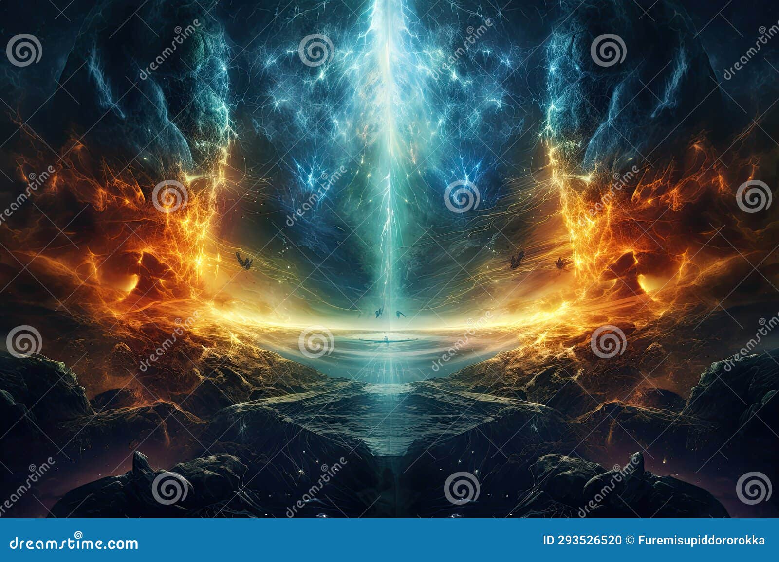 Epic Plot of the Battle of the Gods on an Abstract Background Stock ...