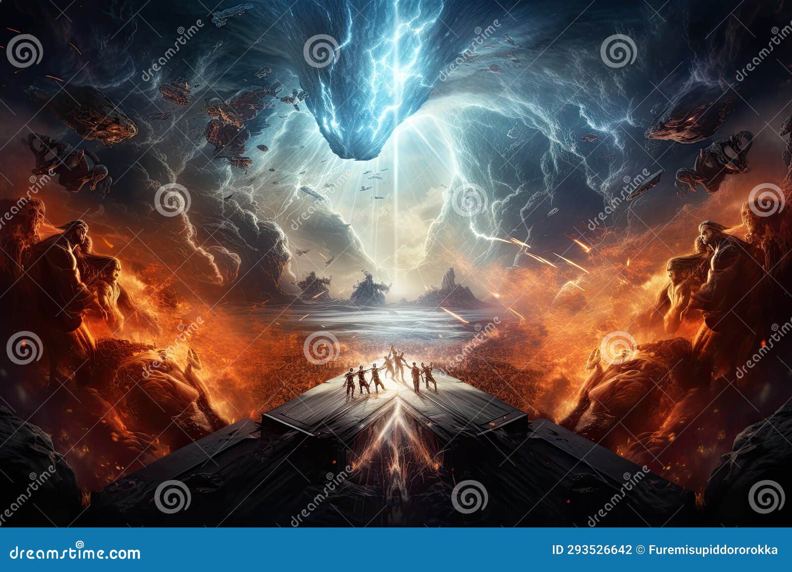 Epic Plot of the Battle of the Gods on an Abstract Background Stock ...