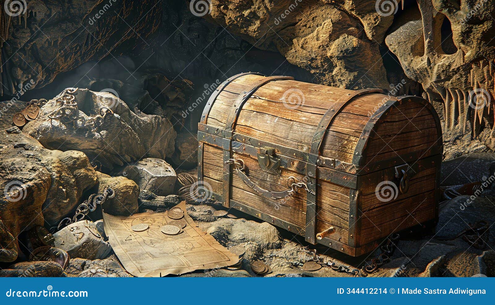 Epic Quest Fantasy Treasure Chest in Underground Cave. AI Image Stock ...
