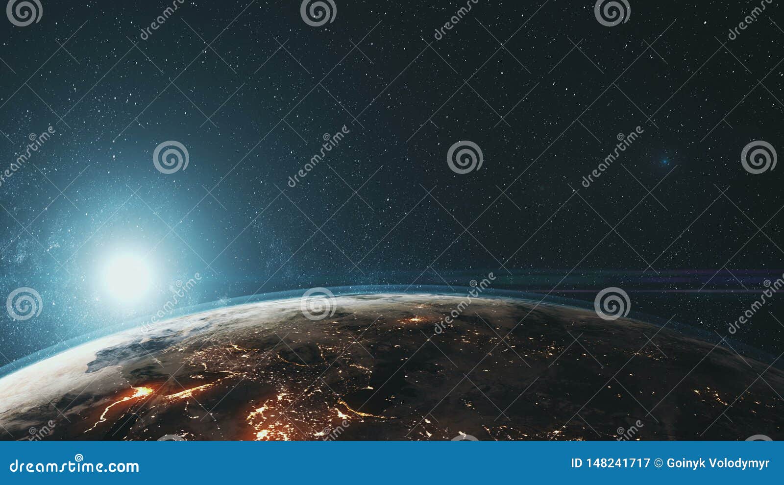 Epic Rotate Earth Close Up Surface Star Background Stock Illustration ...