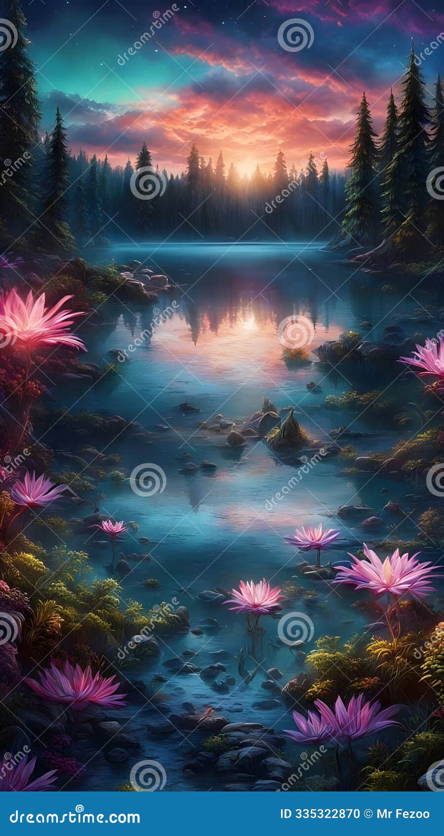 Epic Scene Sparkling Magical Cosmic Moonlit Lake Macabre Triadic Iphone ...