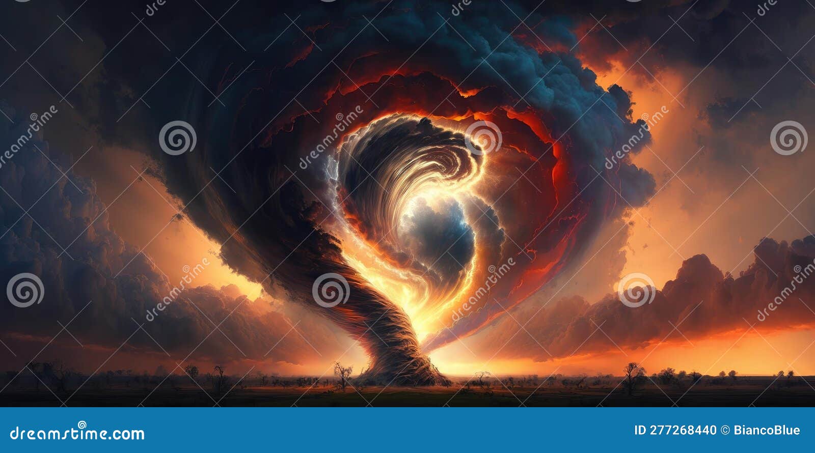 Epic Sky Of Burning Tornado In Extreme Dangerous Weather Royalty-Free ...