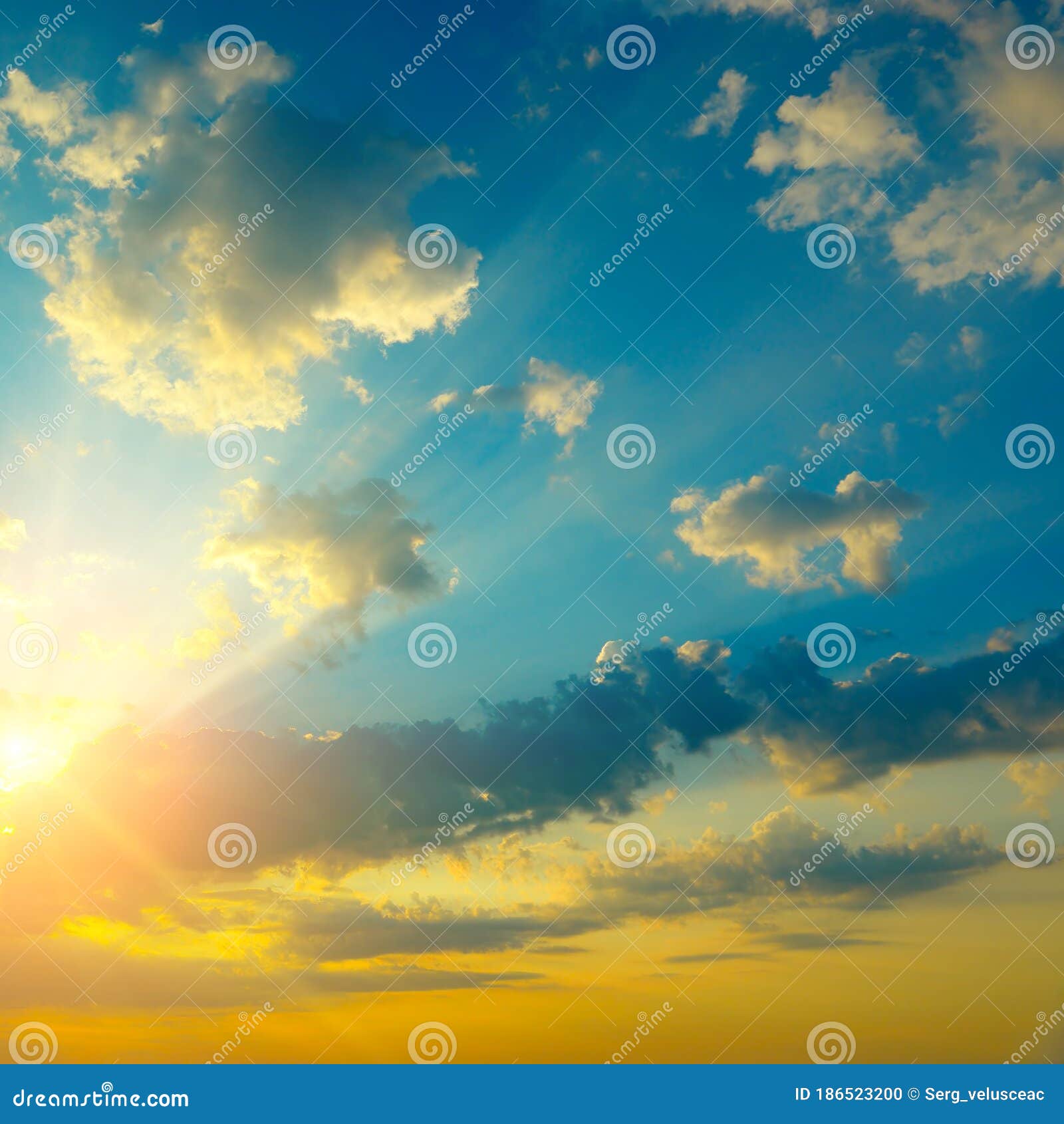 Epic Sky Landscape with Bright Sun and Dark Fantastically Clouds Stock ...