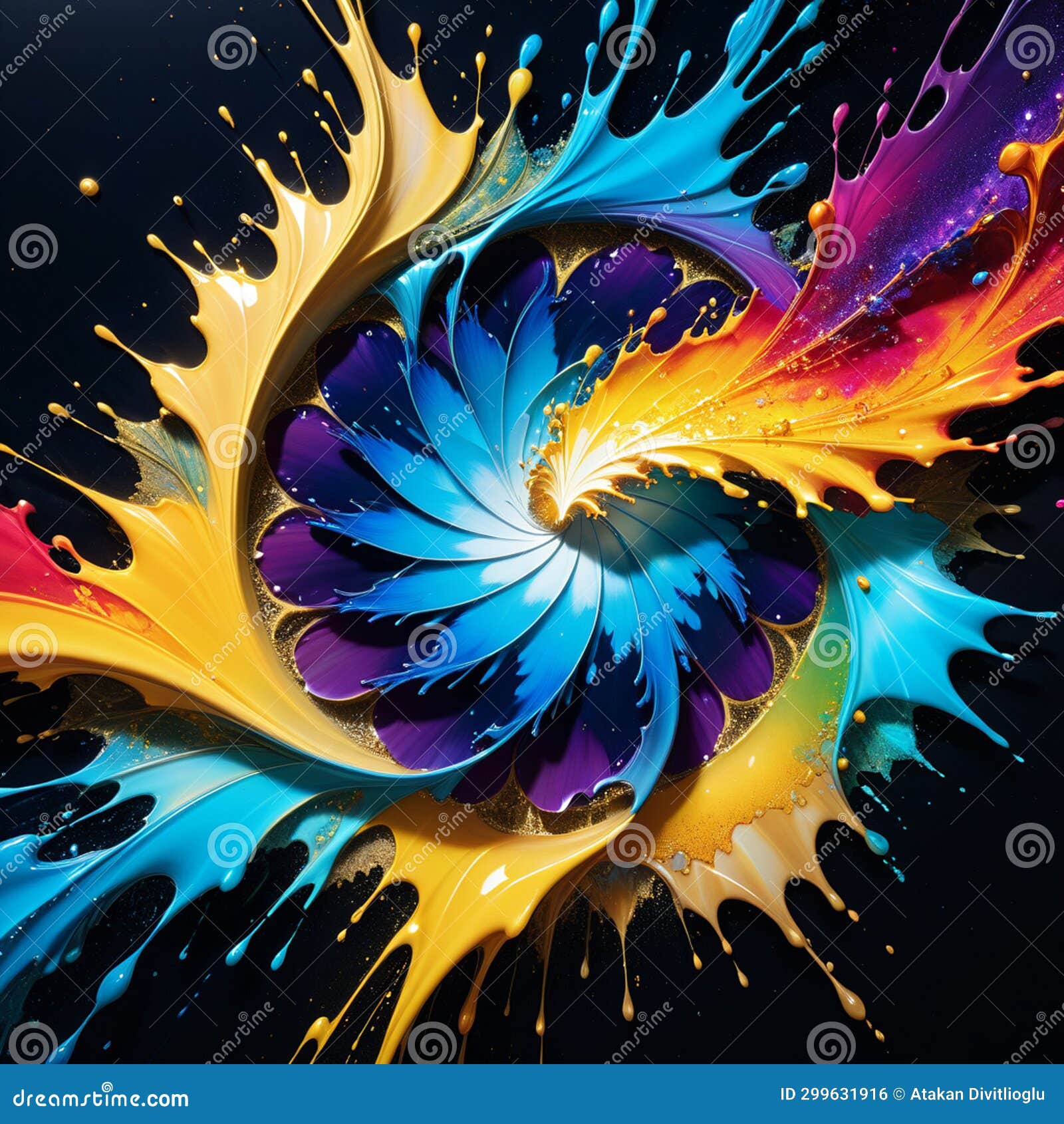 Epic Splatter Art Alcohol Ink Divine Proportion Complex Stock ...