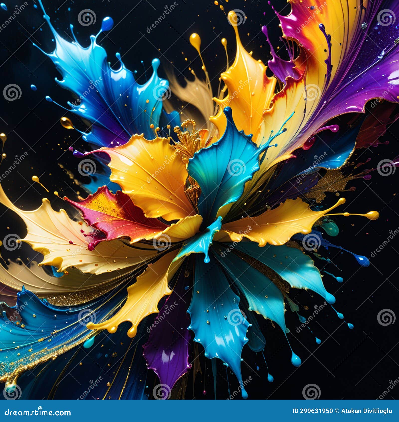 Epic Splatter Art Alcohol Ink Divine Proportion Complex Stock Photo ...