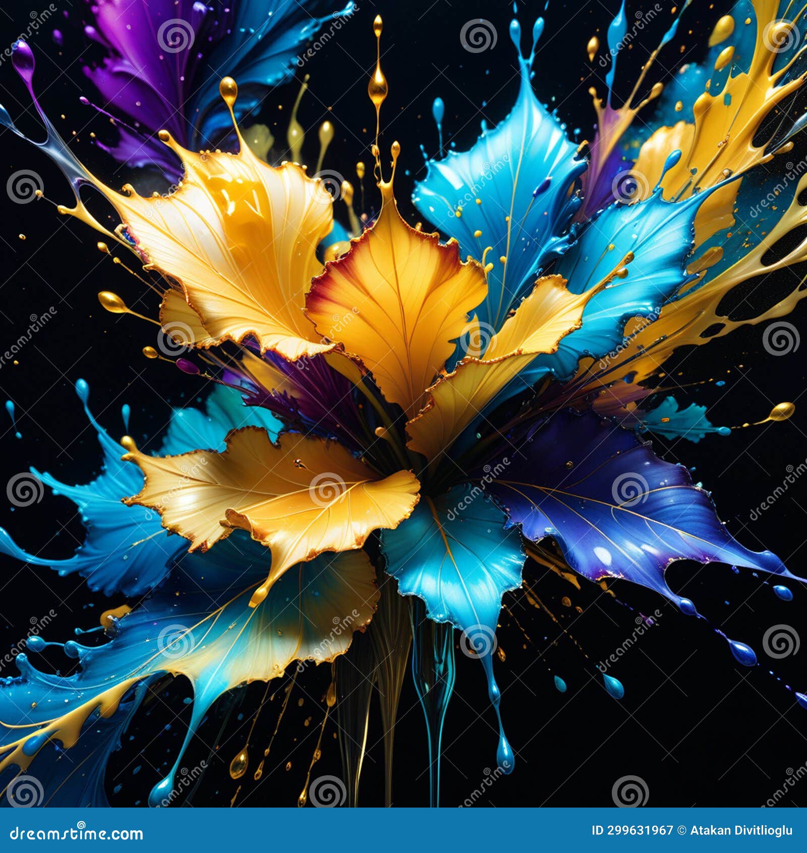 Epic Splatter Art Alcohol Ink Divine Proportion Complex Stock ...