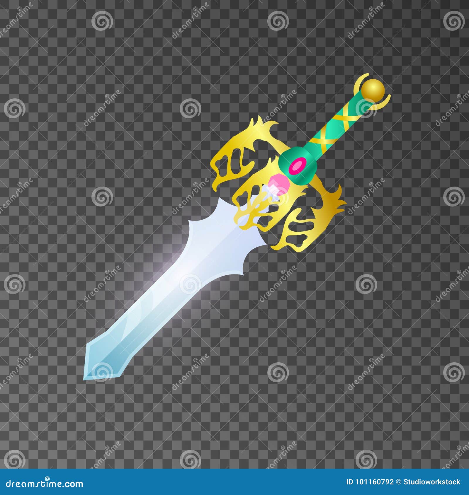 Epic Sword Isolated Game Element Stock Vector - Illustration of metal ...