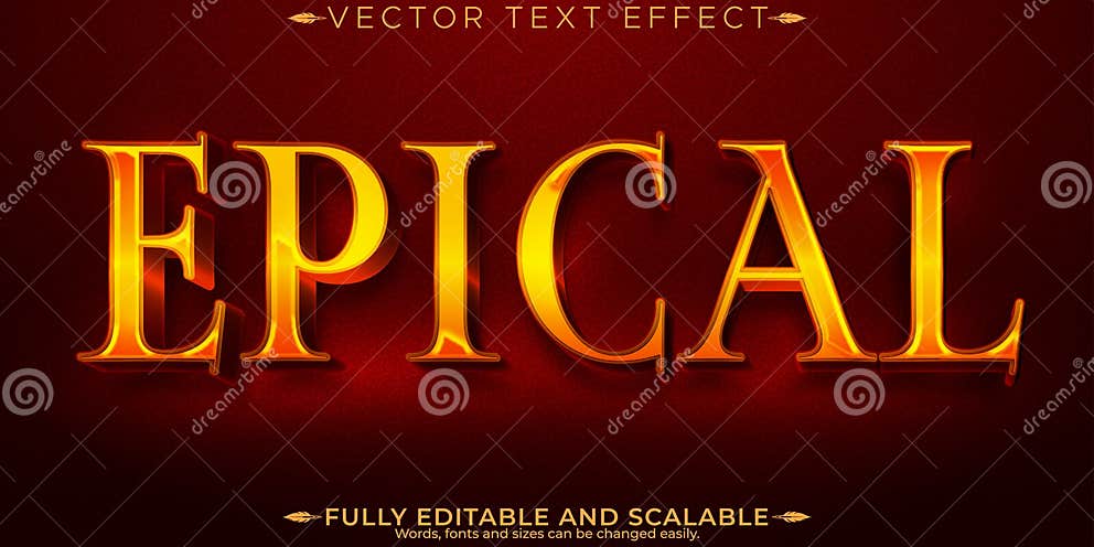 Epic Text Effect, Editable Golden and Historic Text Style Stock Vector ...