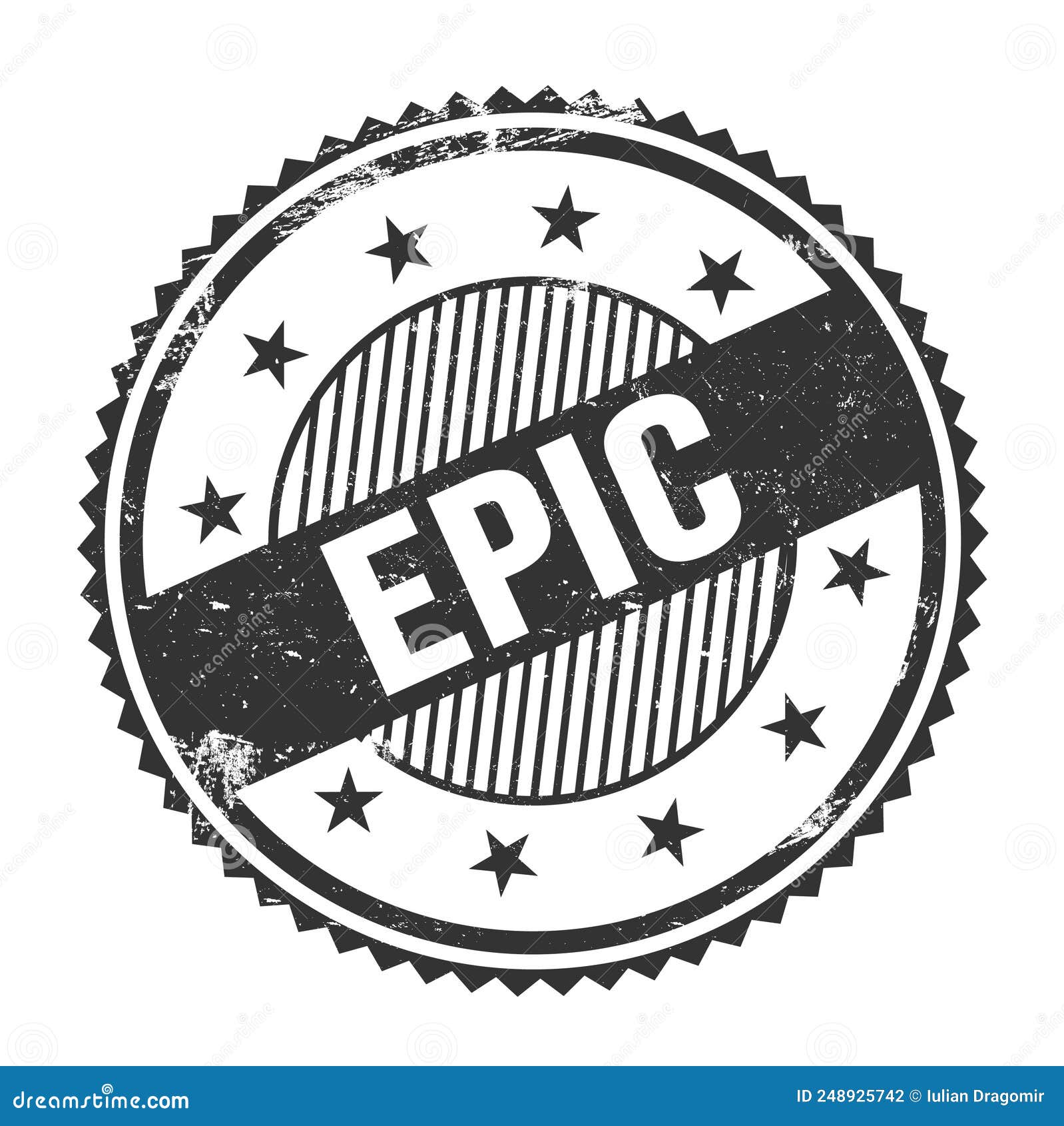 EPIC Text Written on Black Grungy Round Stamp Stock Illustration ...