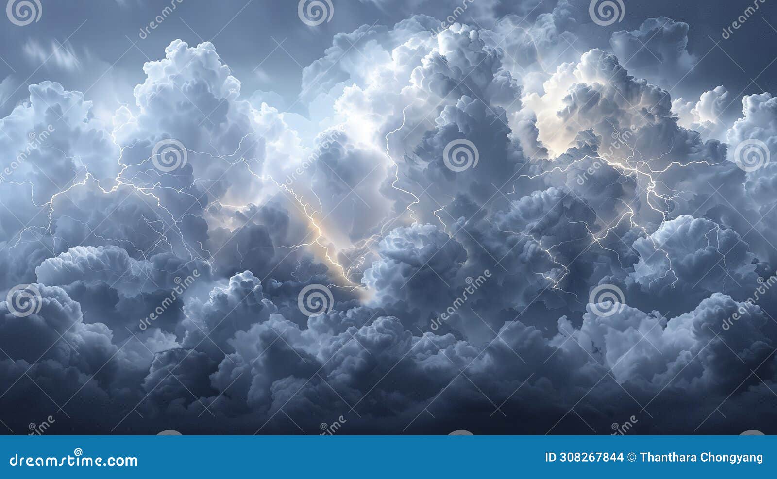 Epic Thunderstorm with Lightning Bolts through Clouds Stock ...