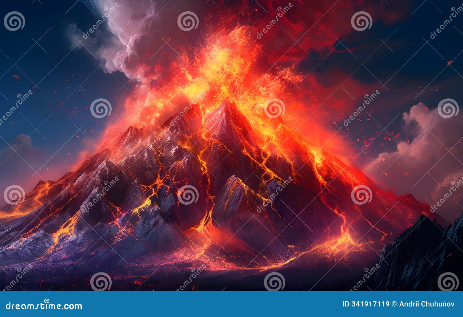 Epic Volcanic Eruption Showcasing Nature S Raw Power Stock Illustration ...