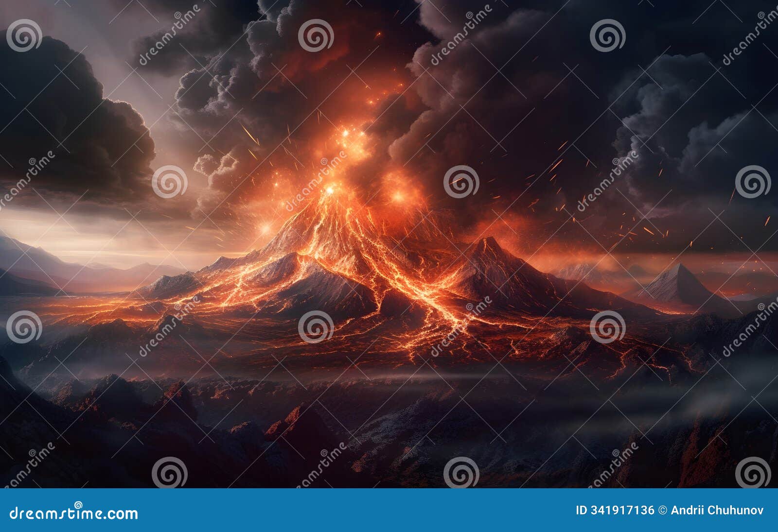 Epic Volcanic Eruption Showcasing Nature S Raw Power Stock Illustration ...