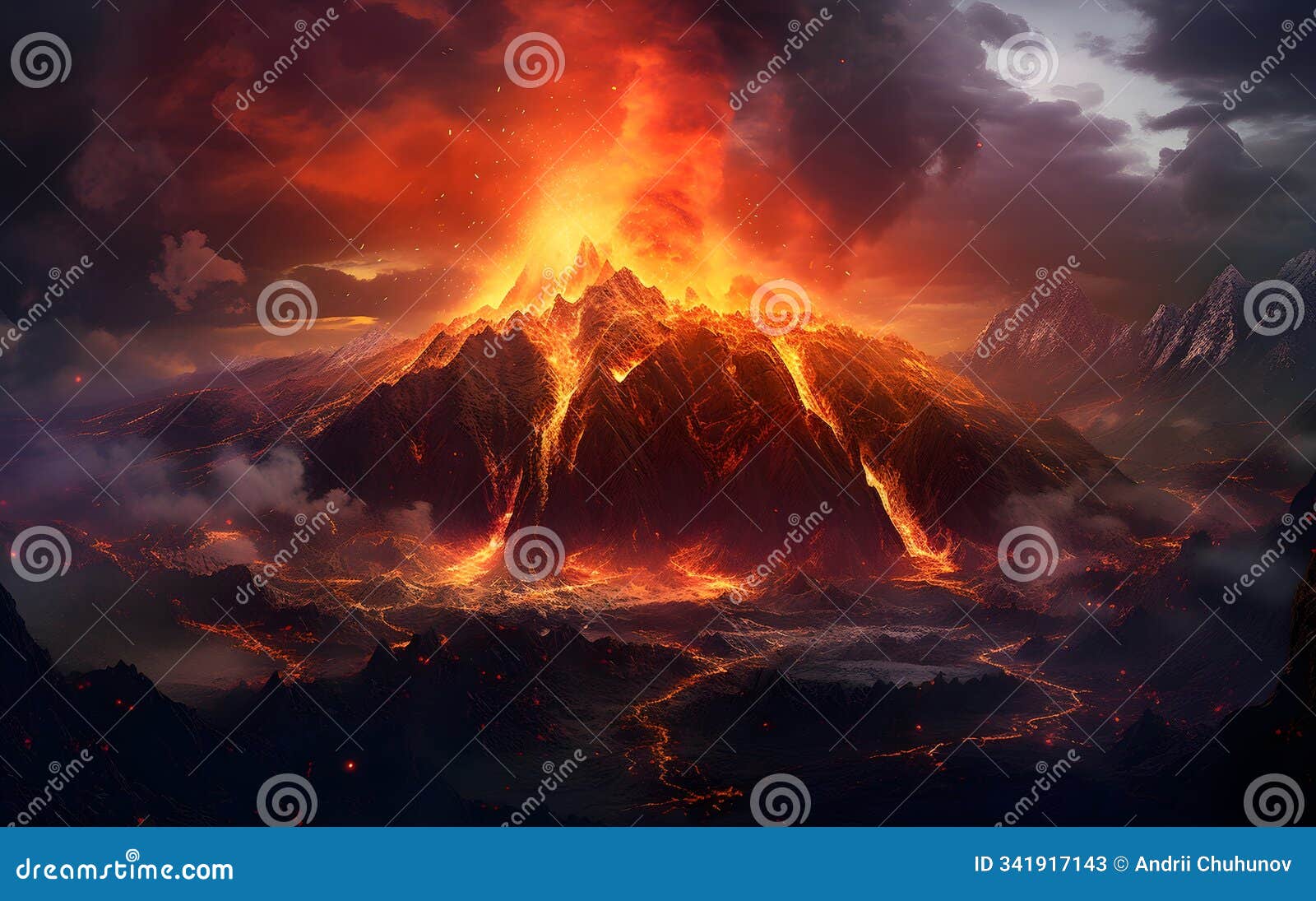 Epic Volcanic Eruption Showcasing Nature S Raw Power Stock Illustration ...