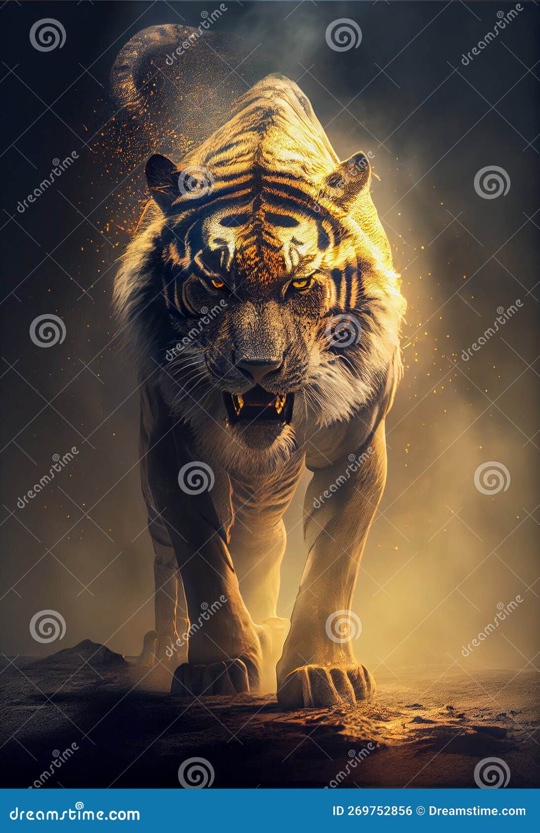 Epic Wild Tiger in the Gold Glow Looking at the Camera. AI Generated ...