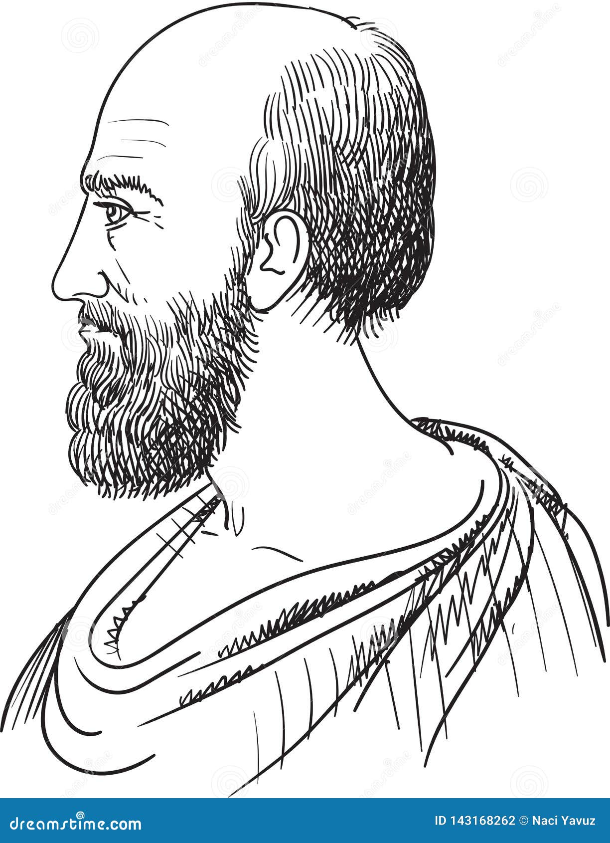 Epictetus Portrait in Line Art Illustration Stock Vector - Illustration ...
