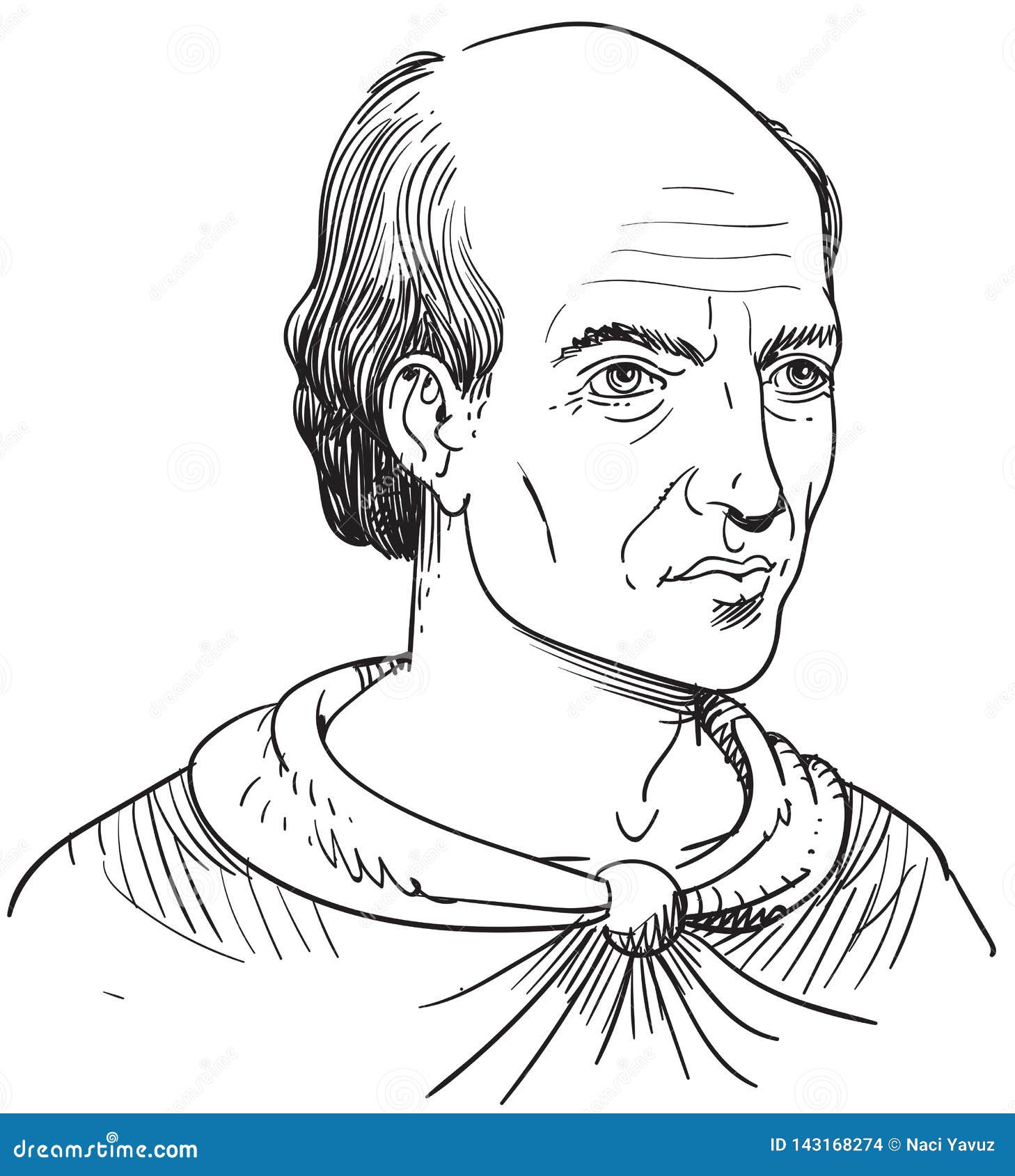 Epictetus Portrait in Line Art Illustration Stock Vector - Illustration ...