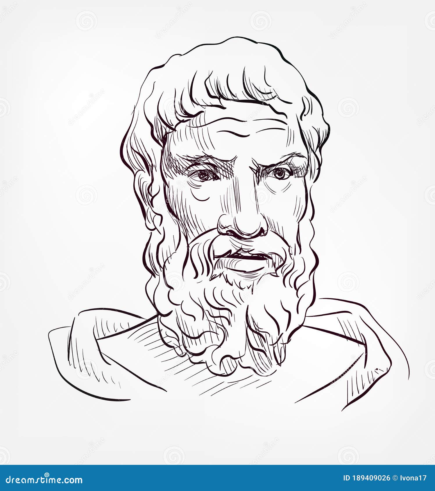 Epicurus Vector Sketch Portrait Isolated Illustration Editorial Photo ...