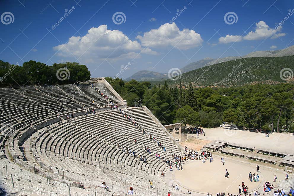 Epidaurus Amphitheater, Greece Stock Photo - Image of open, clouds: 4652010