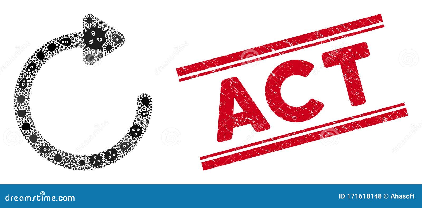 Flu Mosaic Rotate Right Icon and Grunge Act Stamp with Lines Stock ...