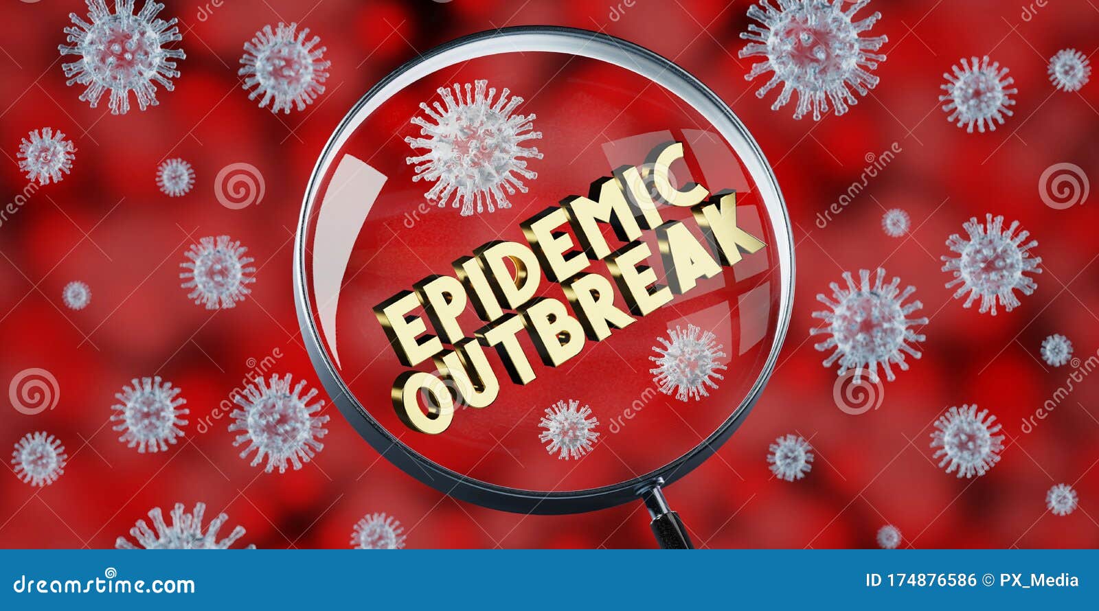 Epidemic Outbreak Concept, Magnifying Glass Stock Illustration ...