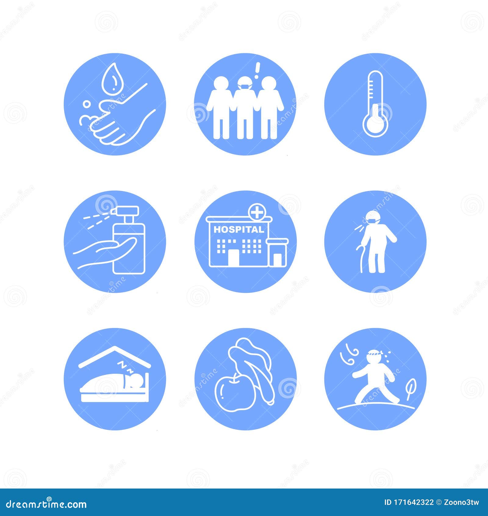 Epidemic Prevention Icon Set.Vector Flat Illustration Stock Vector ...
