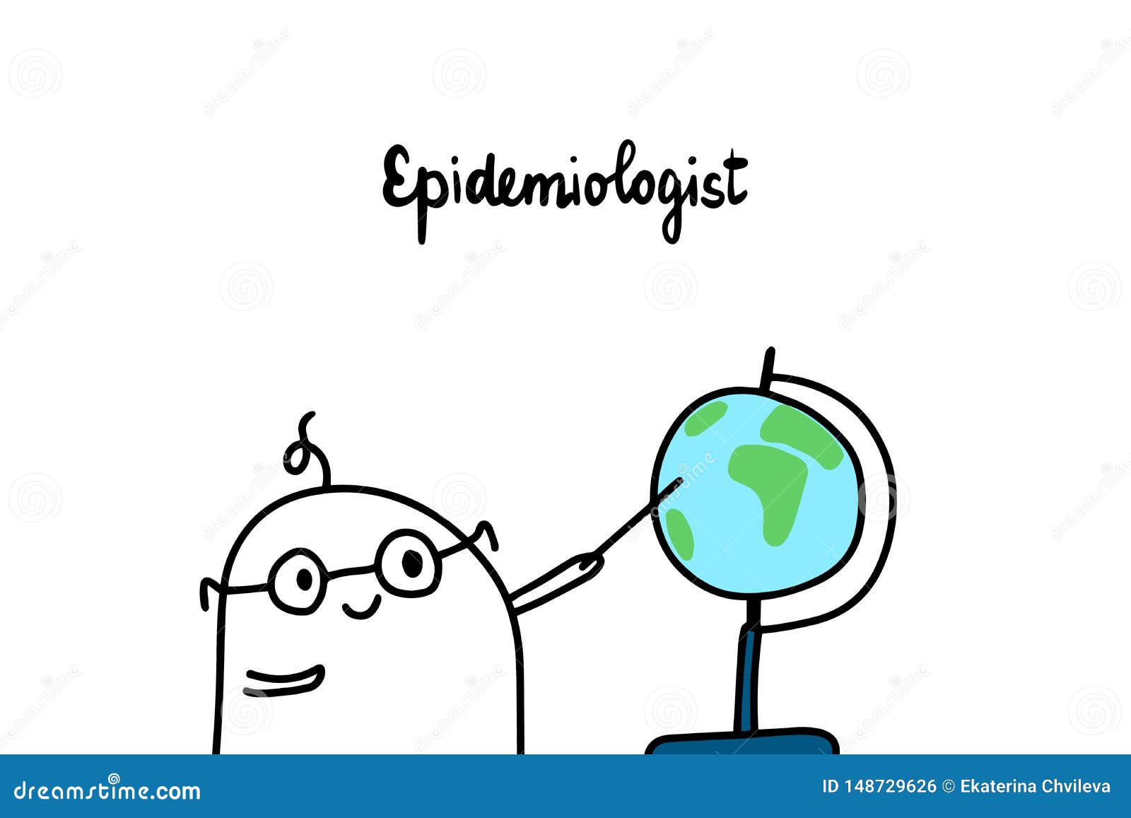 Epidemiologist Hand Drawn Vector Illustration in Cartoon Style. Doctor ...