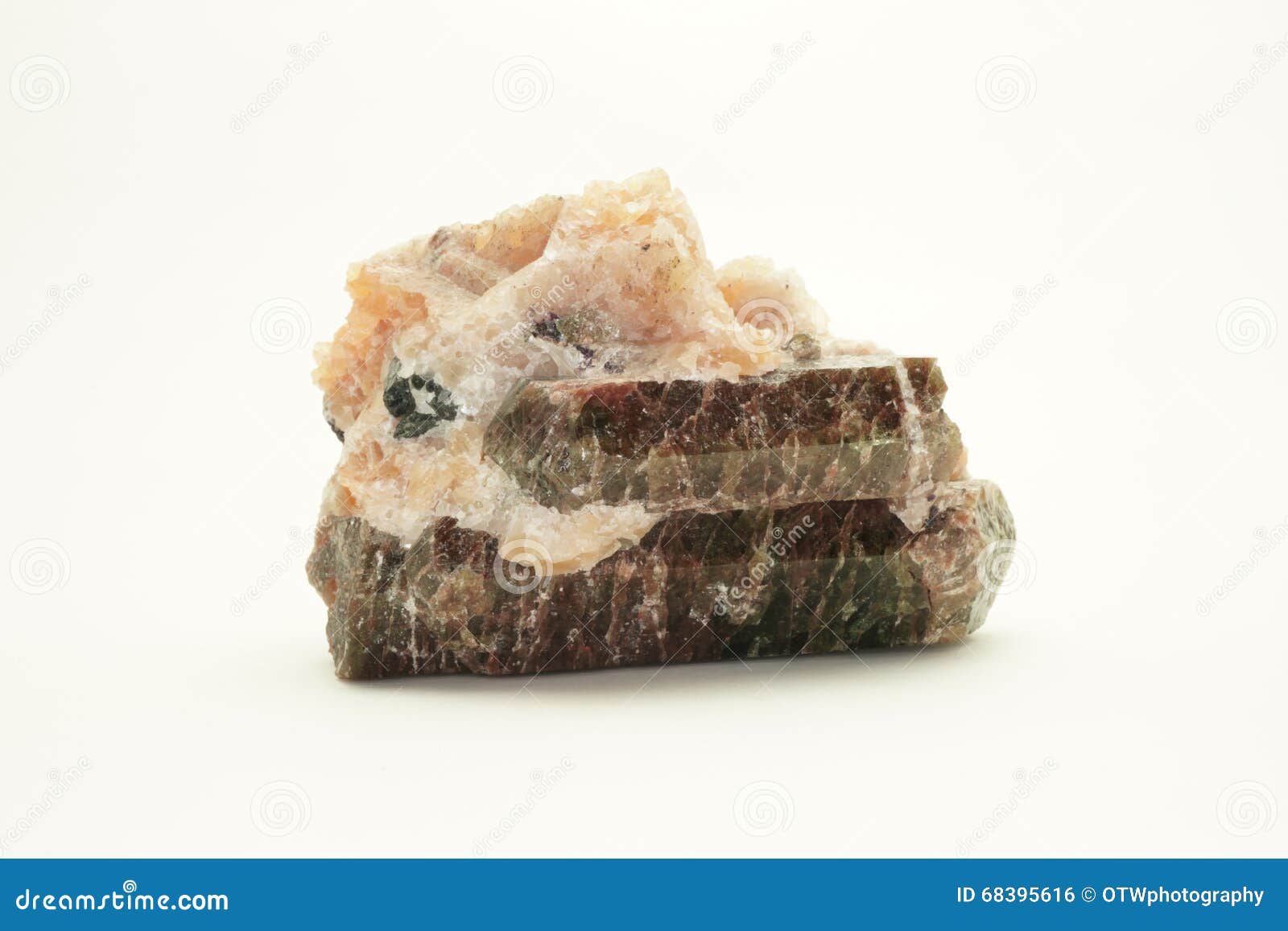 Epidote in Calcite stock photo. Image of geologic, tricolored - 68395616