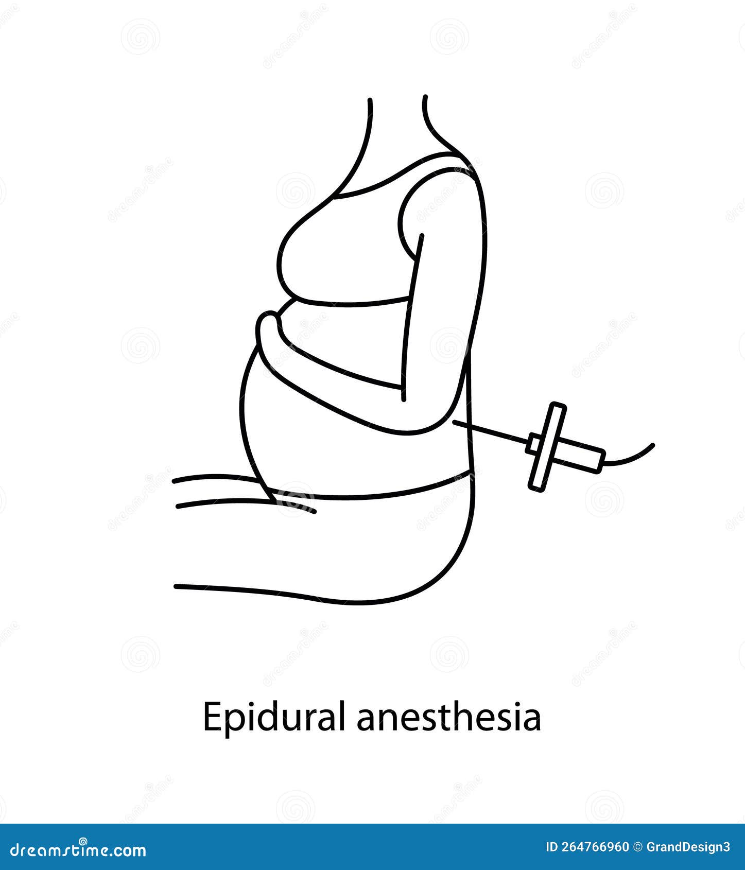 Epidural Anesthesia before Childbirth, Line Icon in Vector. Stock ...