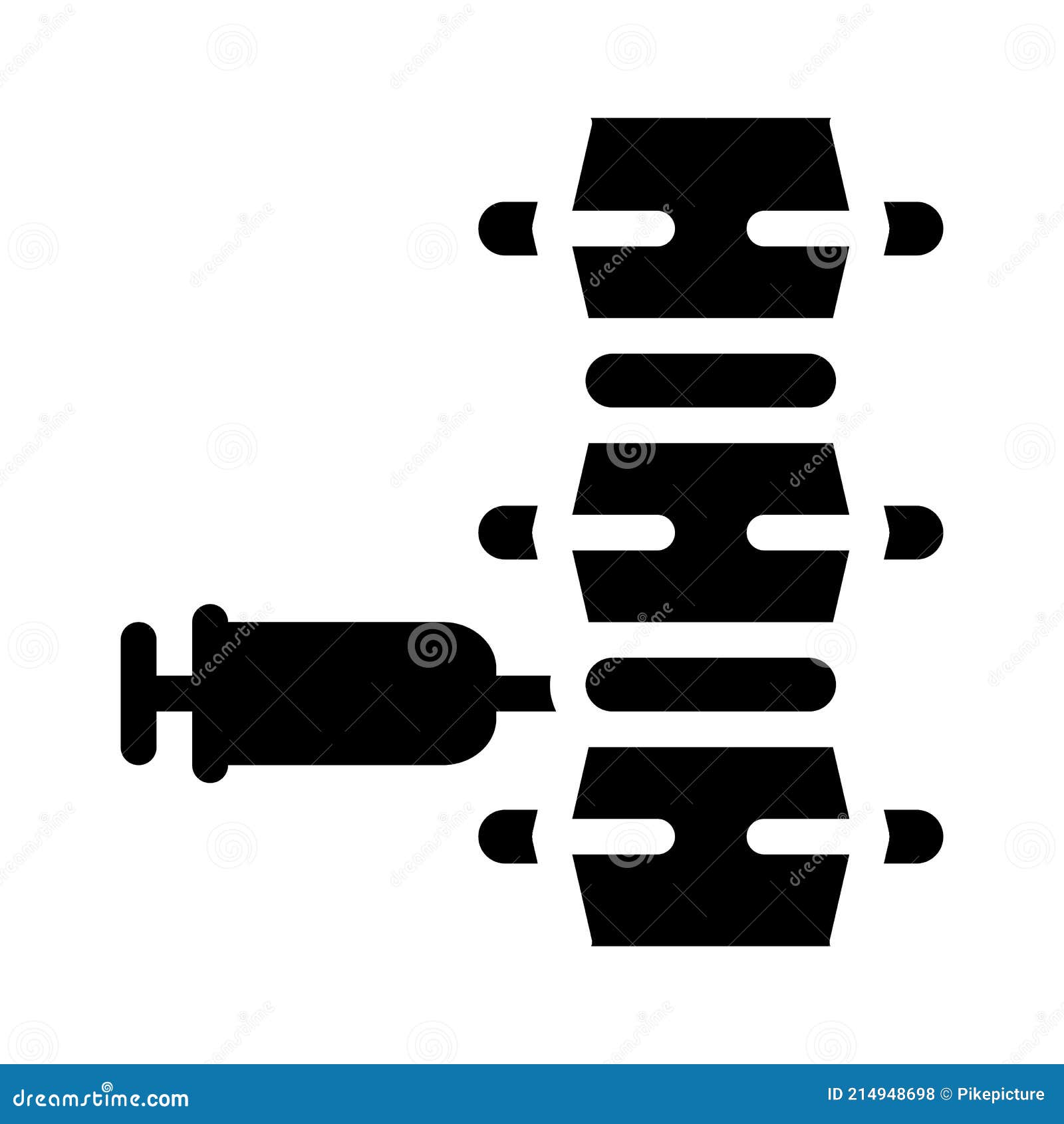 Spinal Or Epidural Anesthesia. Linear Icon Of Spine And Syringe. Black ...