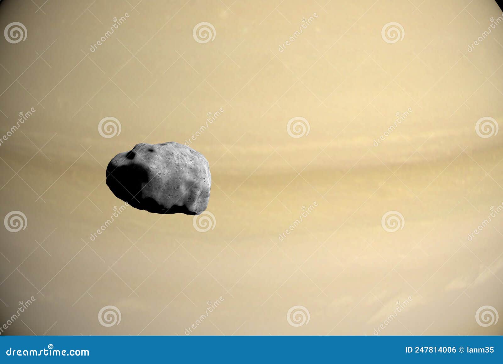 Epimetheus Orbiting Around Saturn Planet. 3d Render Stock Illustration ...