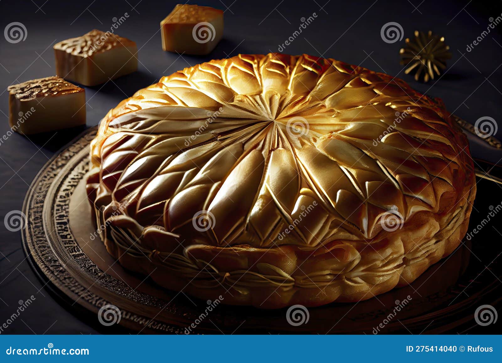 Epiphany Cake and Crown on Wooden Table Stock Illustration ...