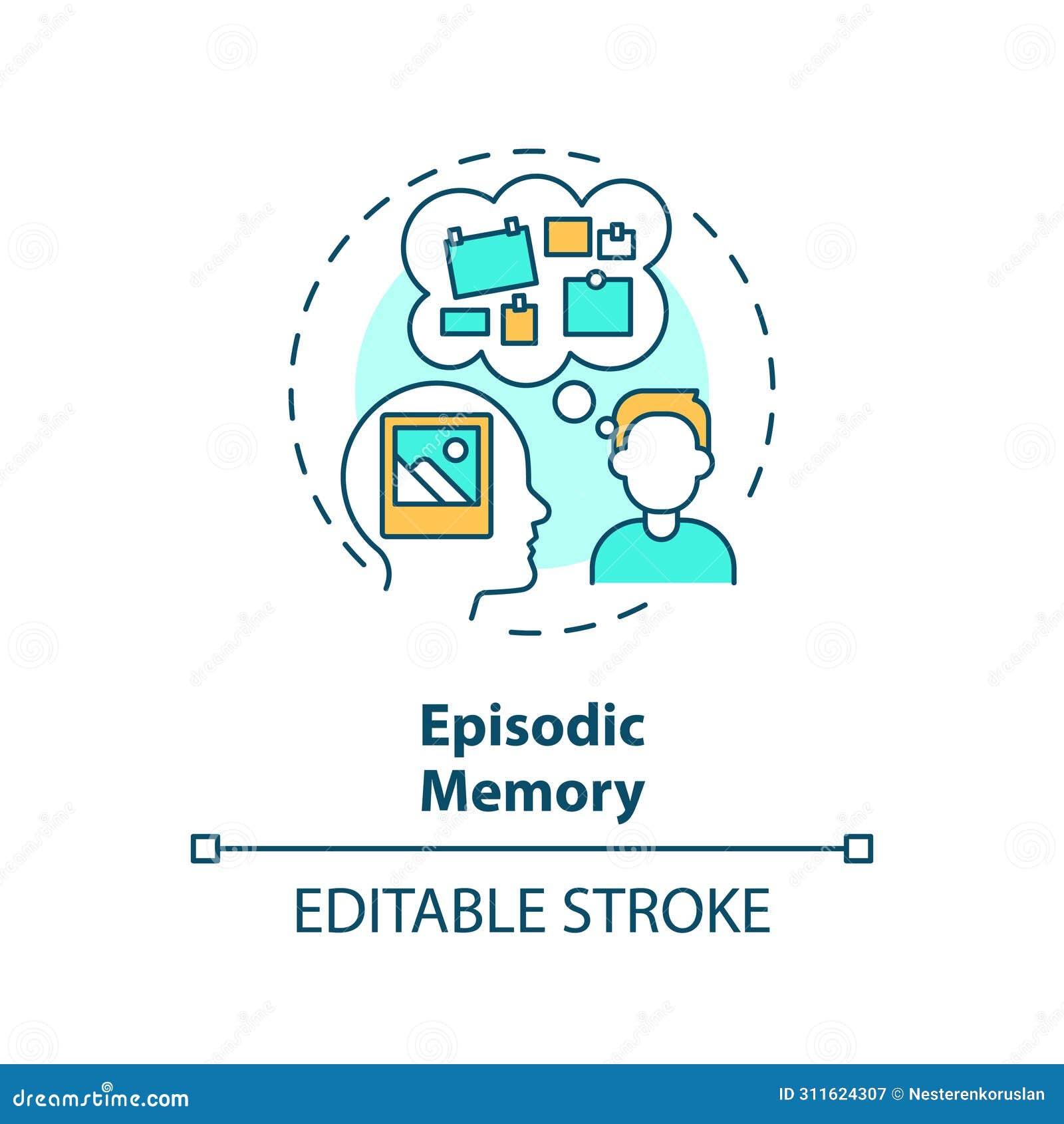 Episodic Memory, Adhd Blue Gradient Concept Icon Cartoon Vector ...