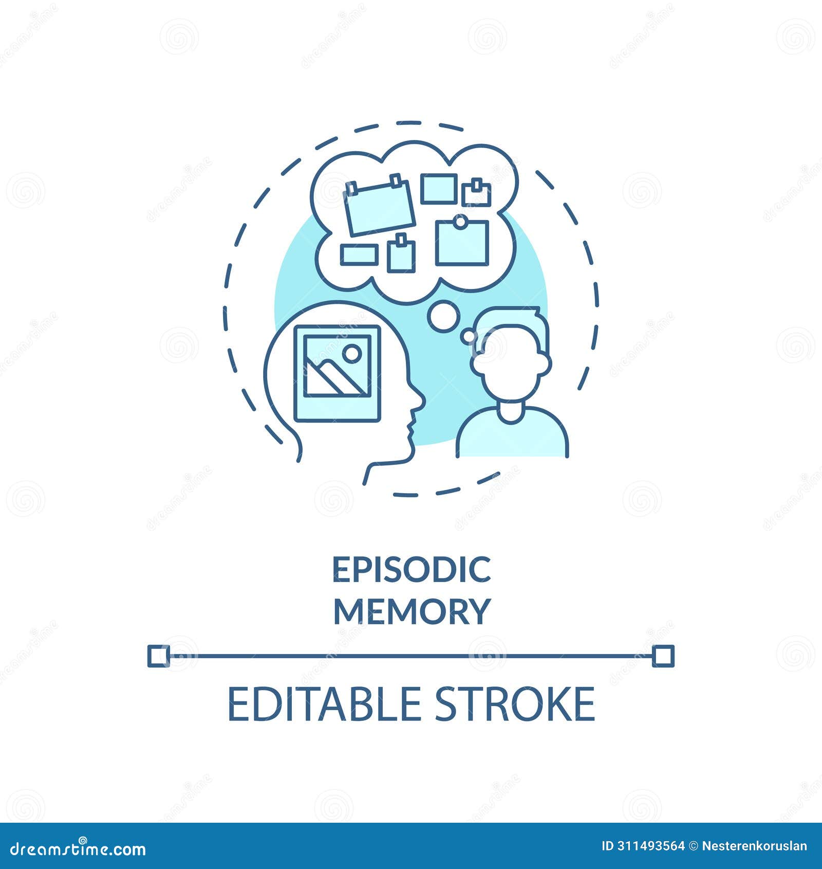 Episodic Memory, Adhd Soft Blue Concept Icon Stock Vector ...