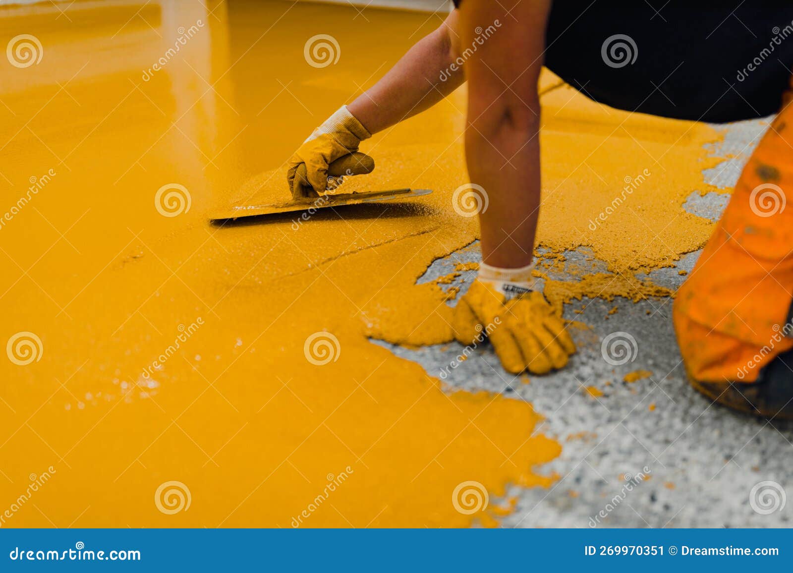 Applicator Performs Painting Works with Polyurethane Epoxy Mortar Stock ...