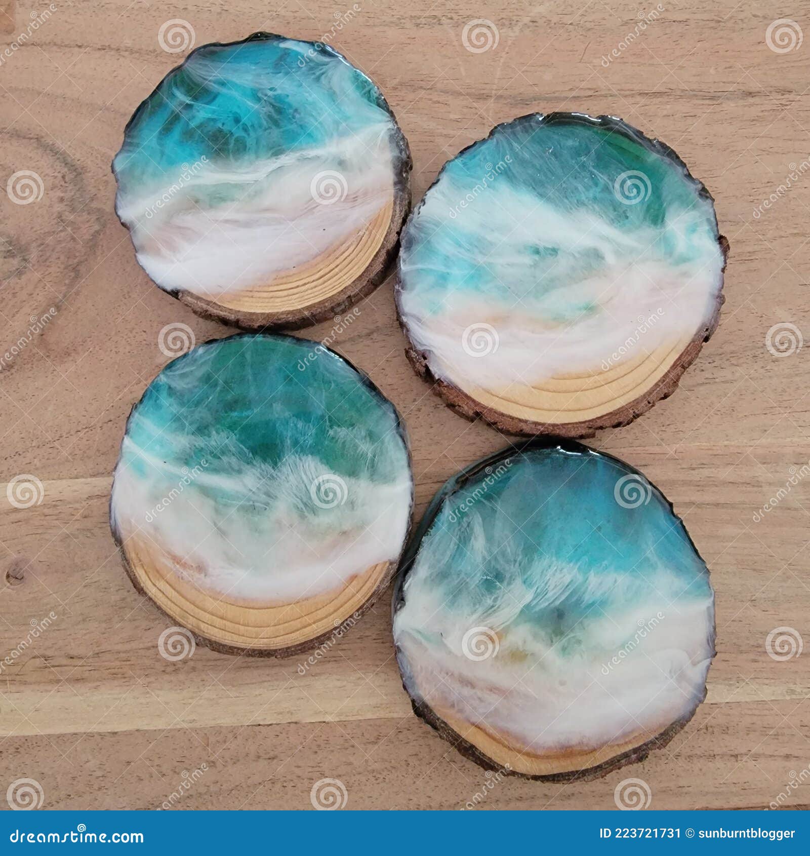 Epoxy resin coasters stock image. Image of blue, wooden - 223721731