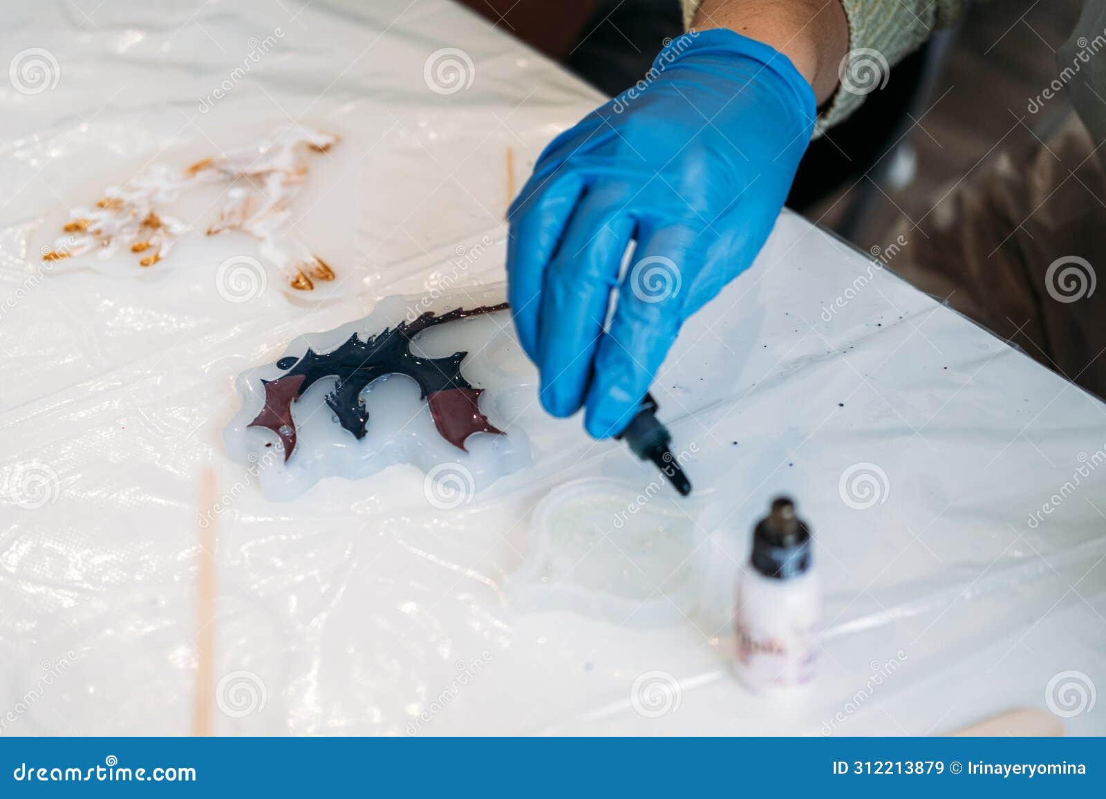 Epoxy Resin Crafting Process in Action Stock Image - Image of resin ...