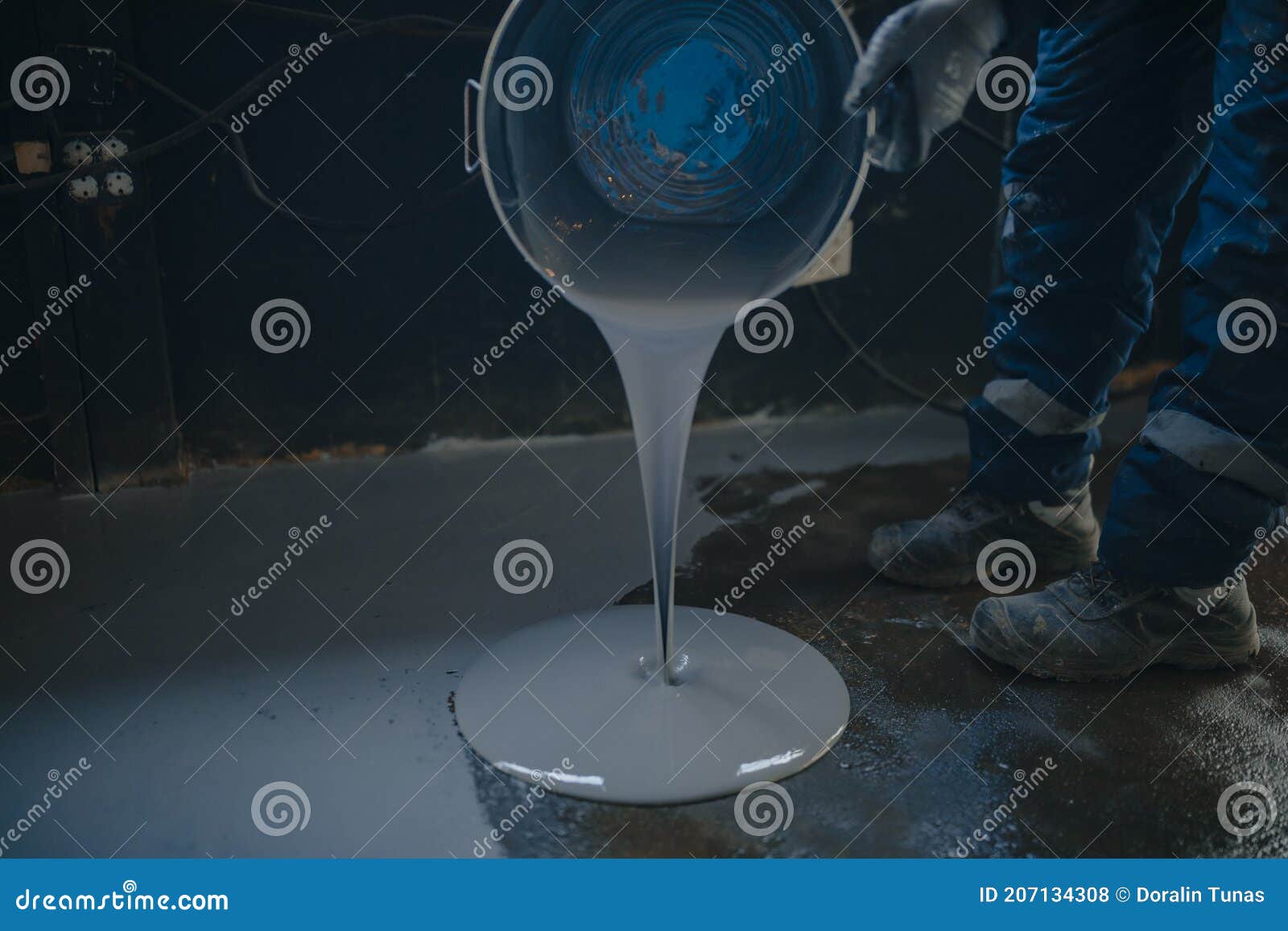 Epoxy Resin Floor Preparation First Layer Inside the Building Stock ...