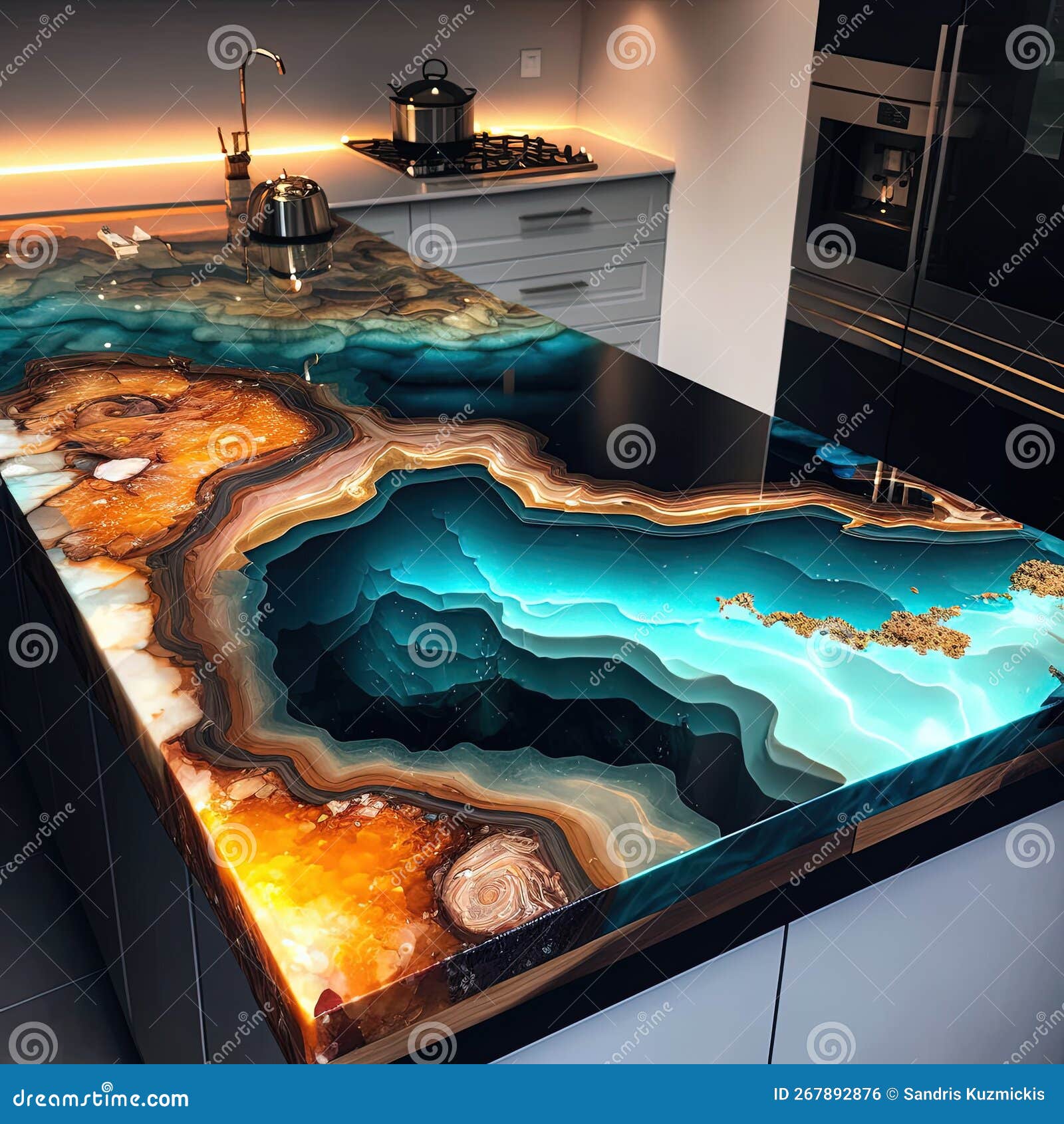 Epoxy Resin Kitchen Countertops. Generative AI Stock Illustration ...