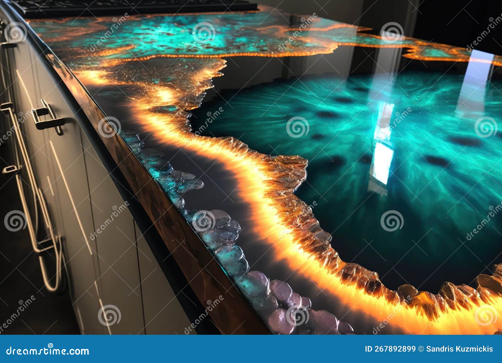 Epoxy Resin Kitchen Countertops. Generative AI Stock Illustration ...