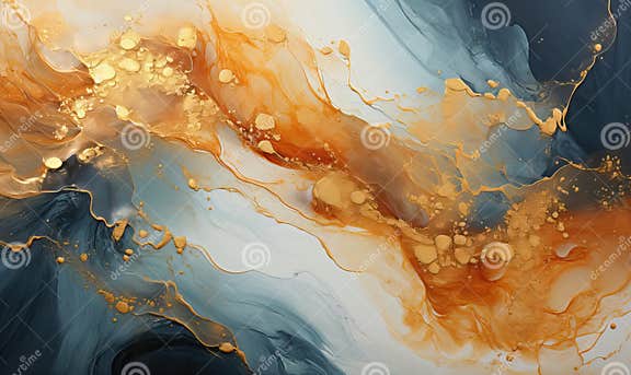 Epoxy Resin Texture with Gold As a Background. Stock Illustration ...