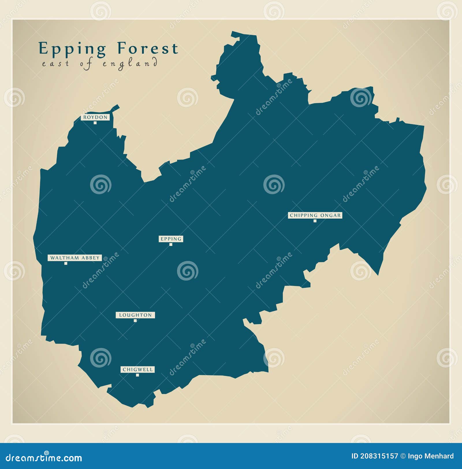 Epping Forest District Map - England UK Stock Vector - Illustration of ...