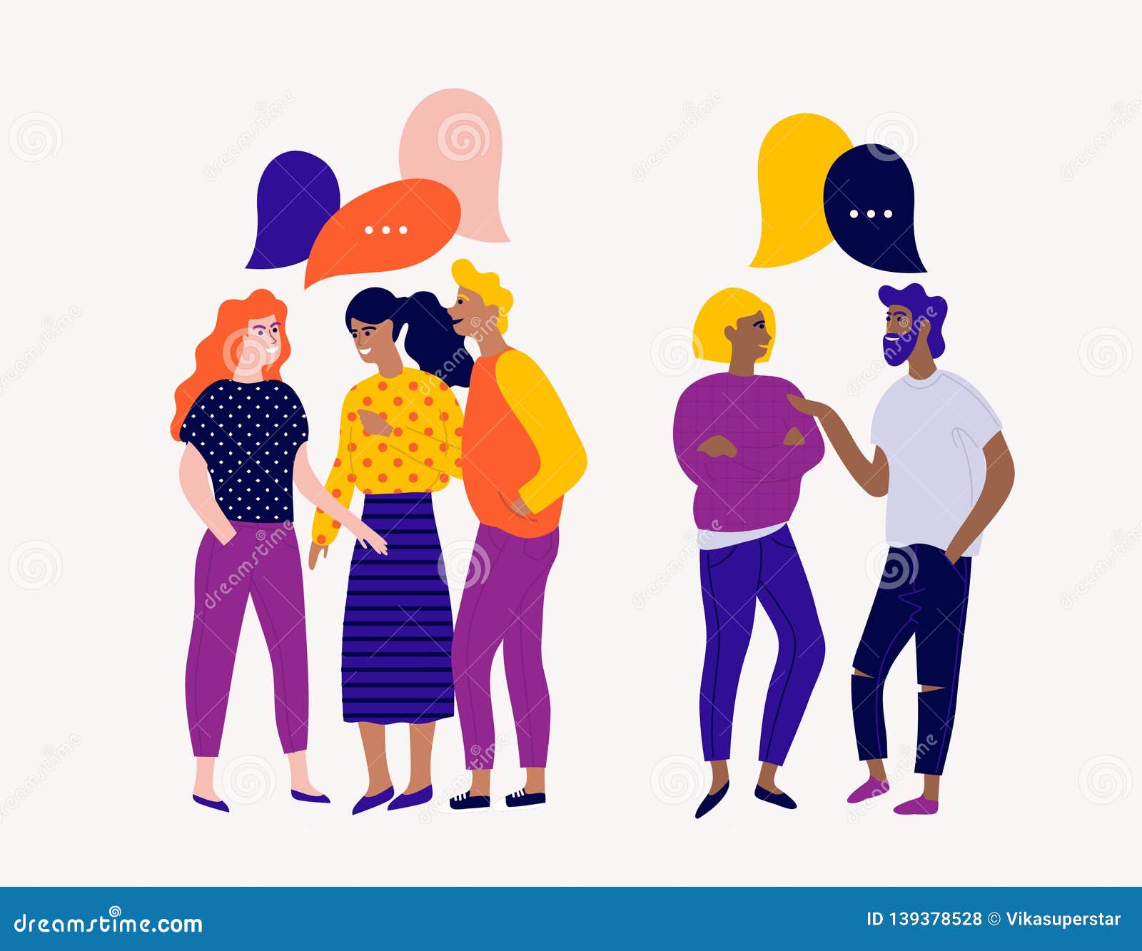 Flat Vector Illustration with Young People Characters with Colorful ... Flat Vector Illustration with Young People Characters with Colorful ...