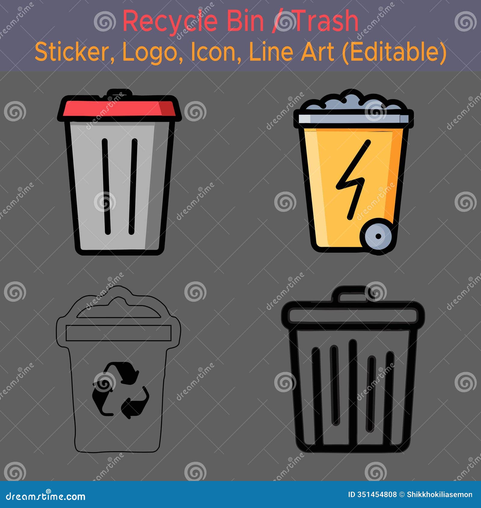 Colorful Recycle Bin Icons on a Dark Background. a Playful and Modern ...